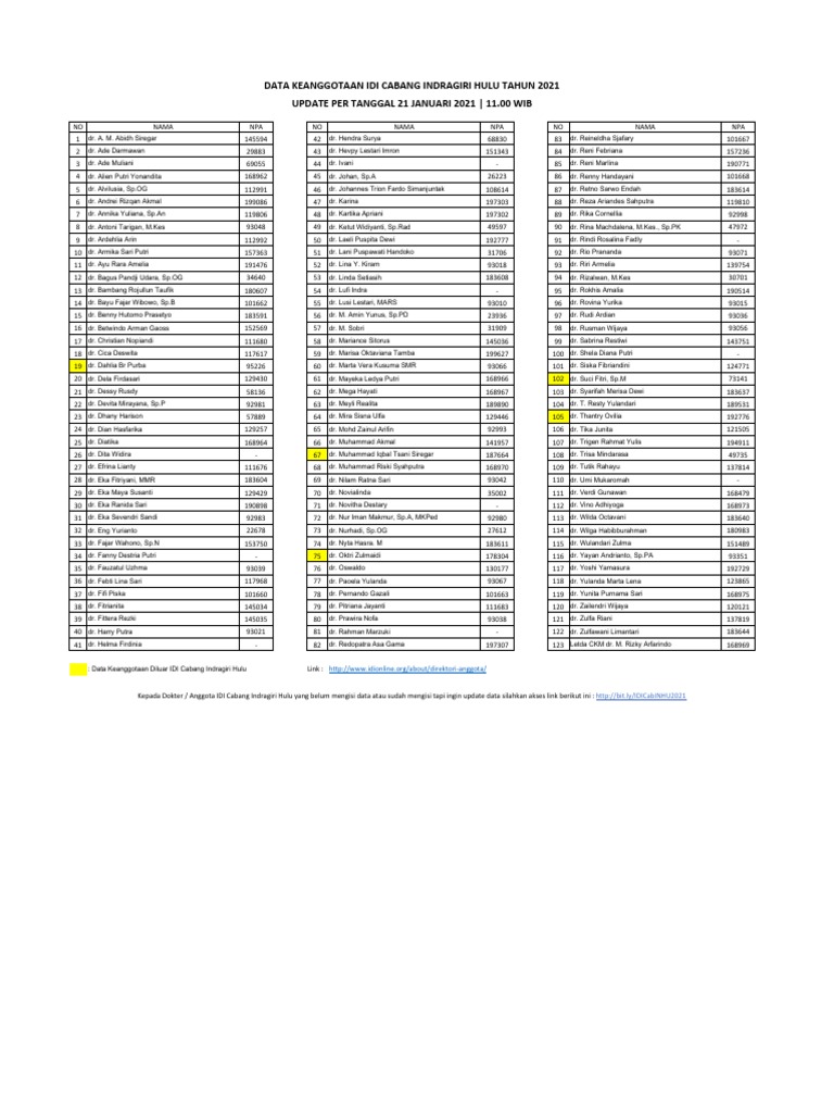 Data IDI Update 2021 | PDF
