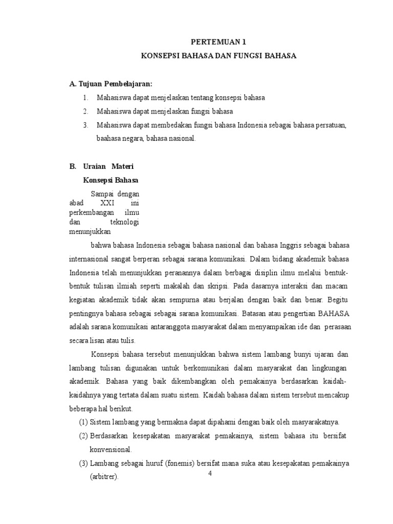 Pertemuan 1 - Konsepsi Bahasa Dan Fungsi Bahasa | PDF