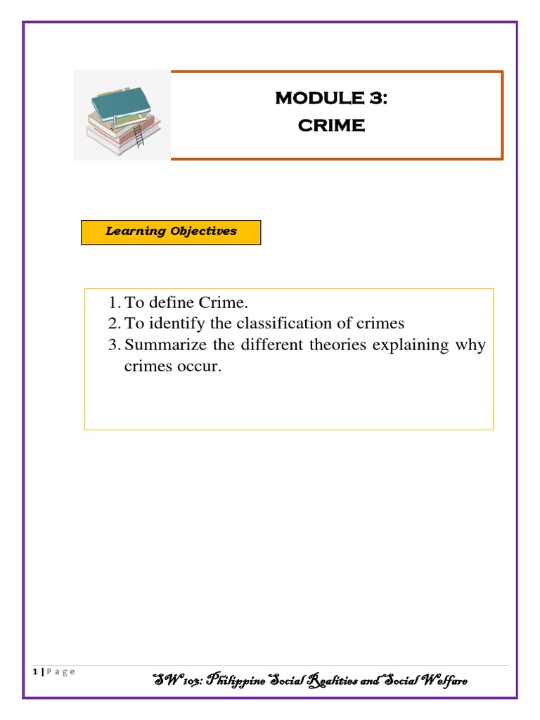 Module 3 Philippine Social Realities and Social Welfare | PDF | Crimes ...