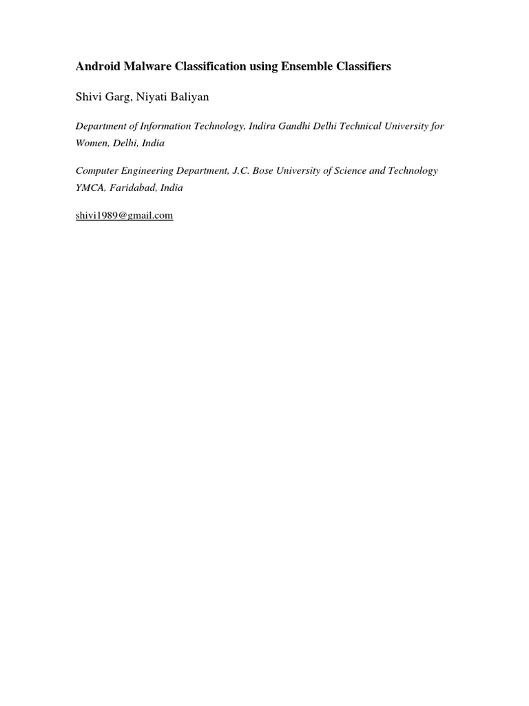 13 Android Malware Classification Using Ensemble Classifiers Pdf
