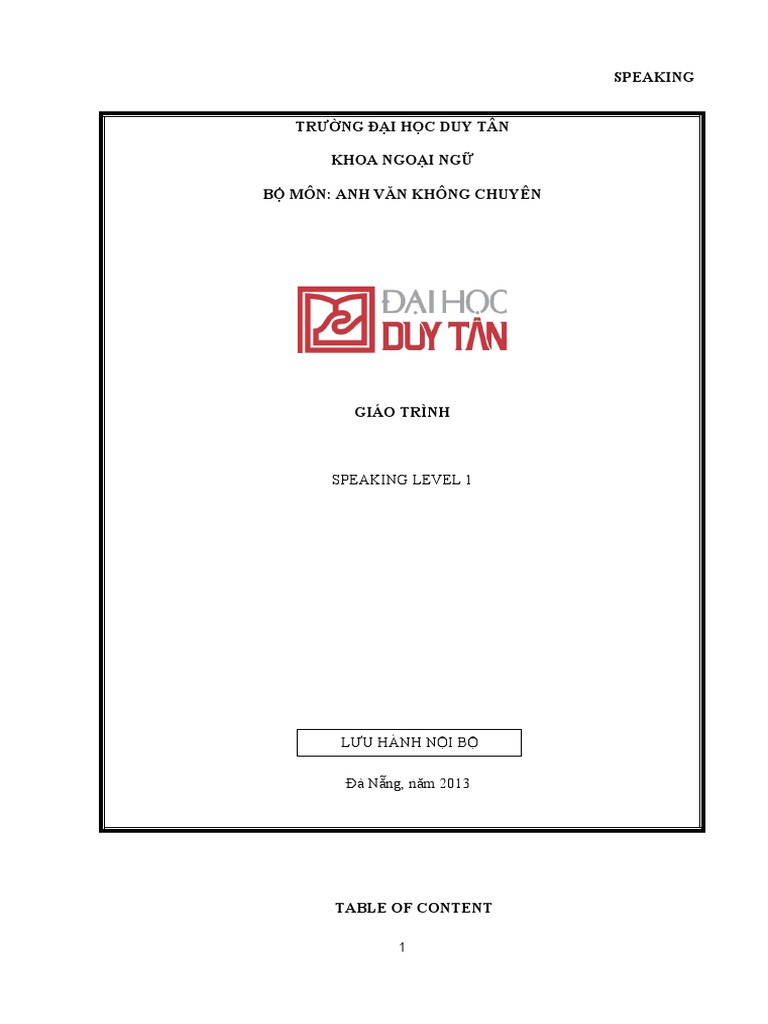 Speaking Level 1-Newest - Repaired | PDF | Stress (Linguistics) | Question