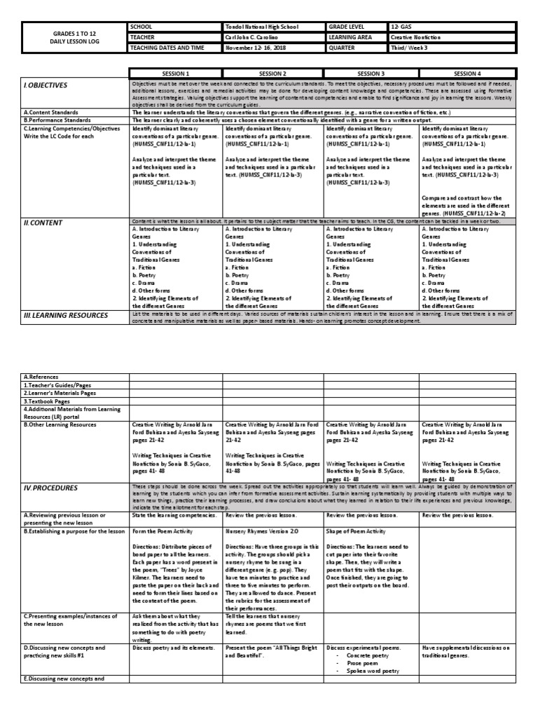 CN Week 3 Q3 | PDF | Poetry | Learning