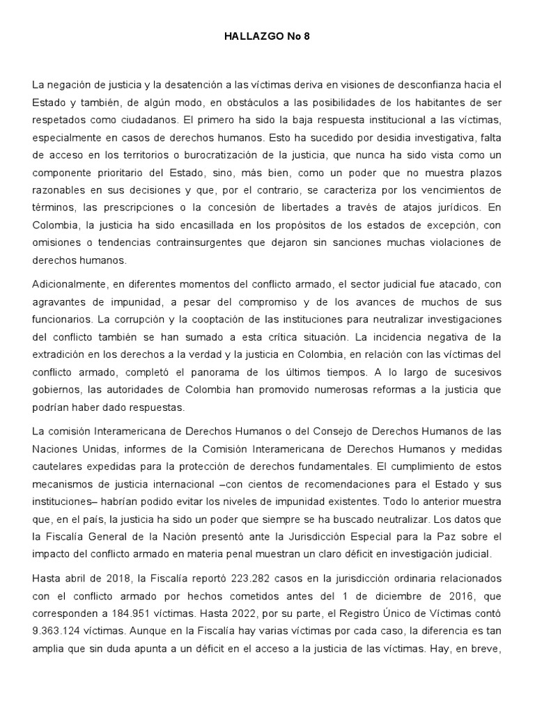 Resumen Hallazgo 8 | PDF | Violación | Derechos humanos