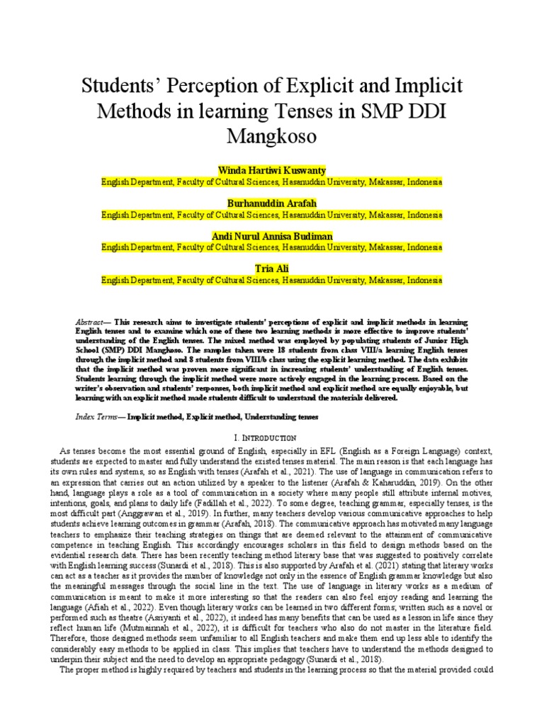 NEW Edited-Students' Perception About Explicit and Implicit Methods in Learning Tenses in SMP ...