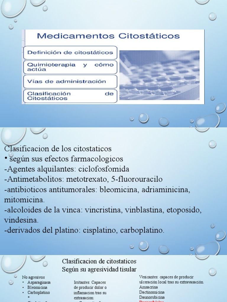 Clasificación y manejo de los citostáticos | PDF | Medicina CLINICA ...