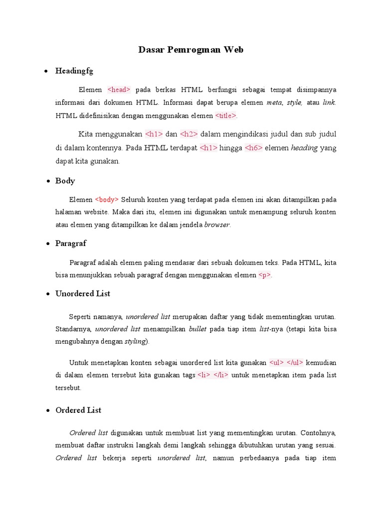 Struktur Dasar HTML | PDF