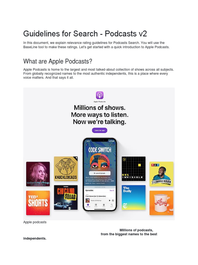 Guidelines For Search - Podcasts v2 | PDF | Podcast | Podcasting