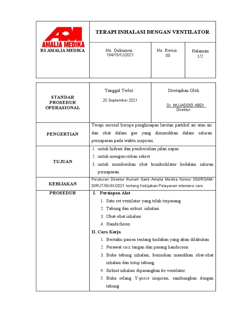 Spo Terapi Inhalasi Menggunakan Ventilator | PDF