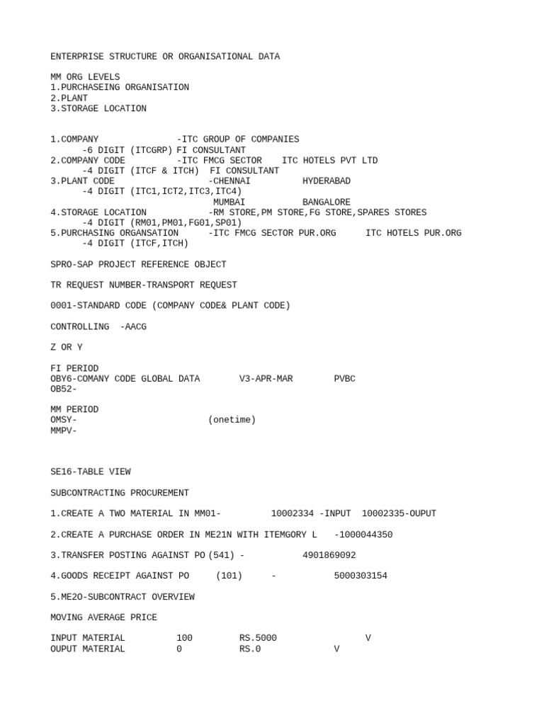 SAP MM Enterprise Structure Guide | PDF | Receipt | Economies
