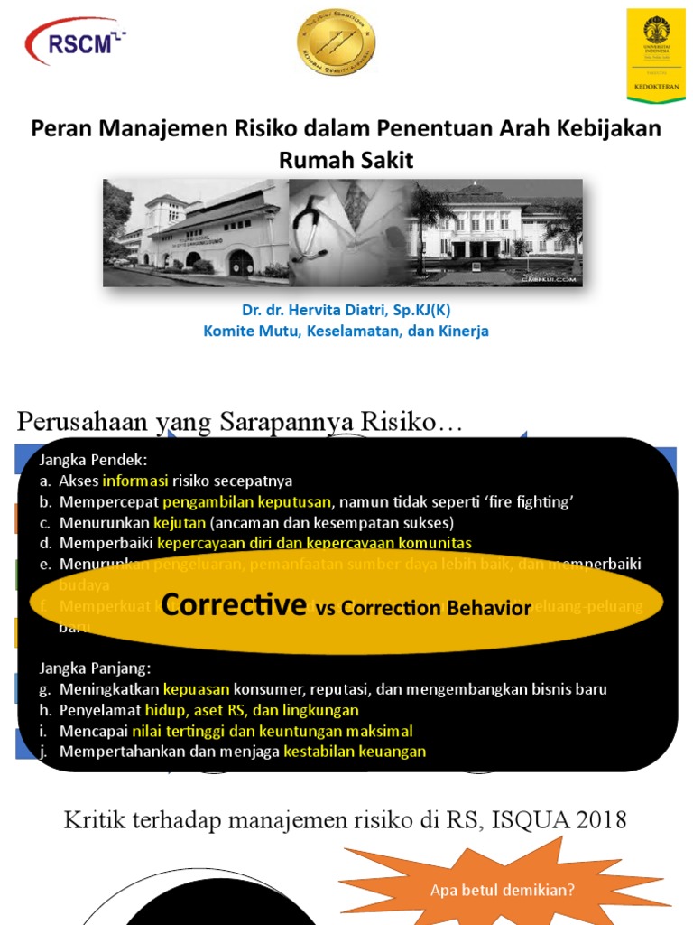 Manajemen Risiko Dan Kebijakan RS - Peserta | PDF