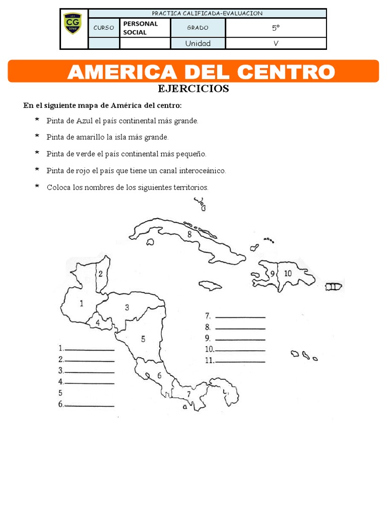 Hojas De Trabajo De América Central Hoja De Trabajo Sociales 5 | PDF
