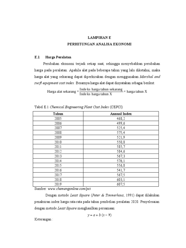 Lampiran e - Perhitungan Analisa Ekonomi | PDF