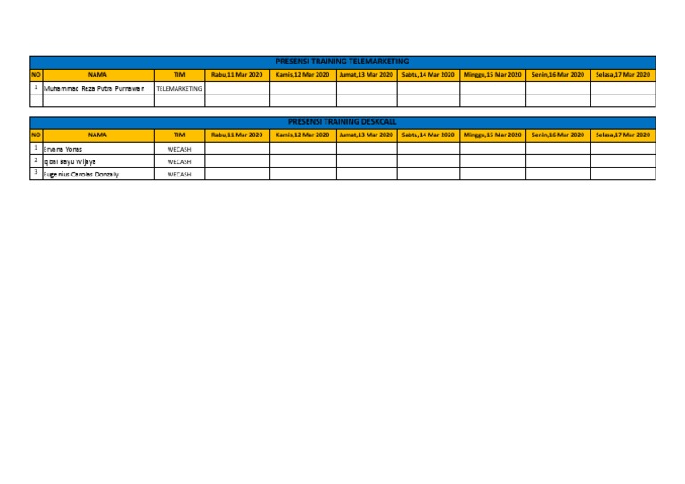 10. PRINT OUT ABSENSI TRAINING | PDF