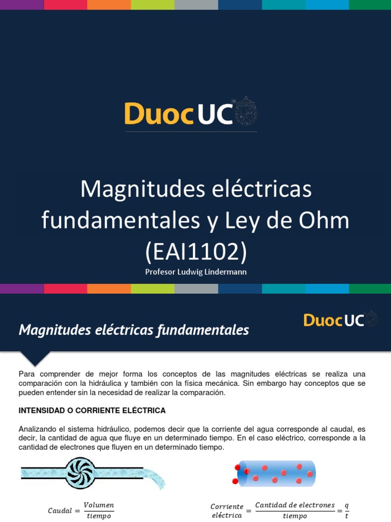 Magnitudes Eléctricas y Ley de Ohm | PDF | Corriente eléctrica ...