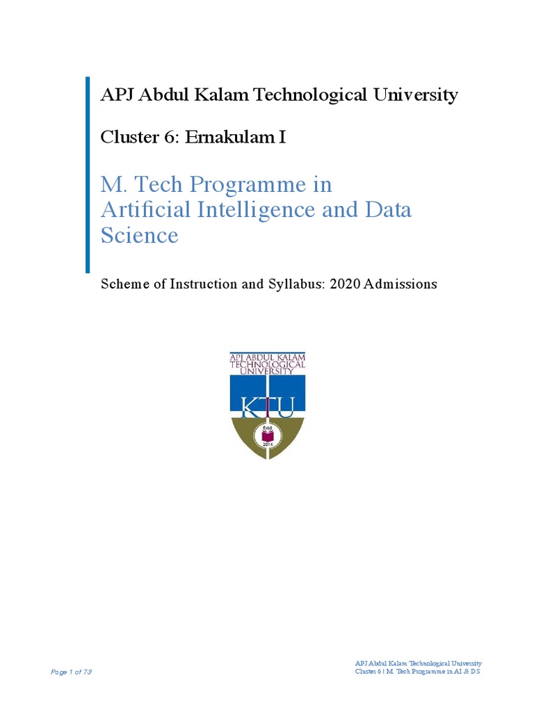 M.Tech ArtificialIntelligence and Data Science-SYLLABUS | PDF | Markov ...