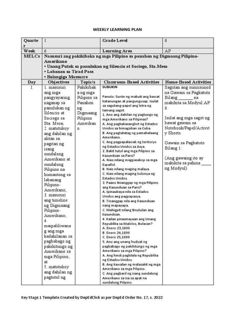 Subukin: Key Stage 1 Template Created by Depedclick As Per Deped Order ...