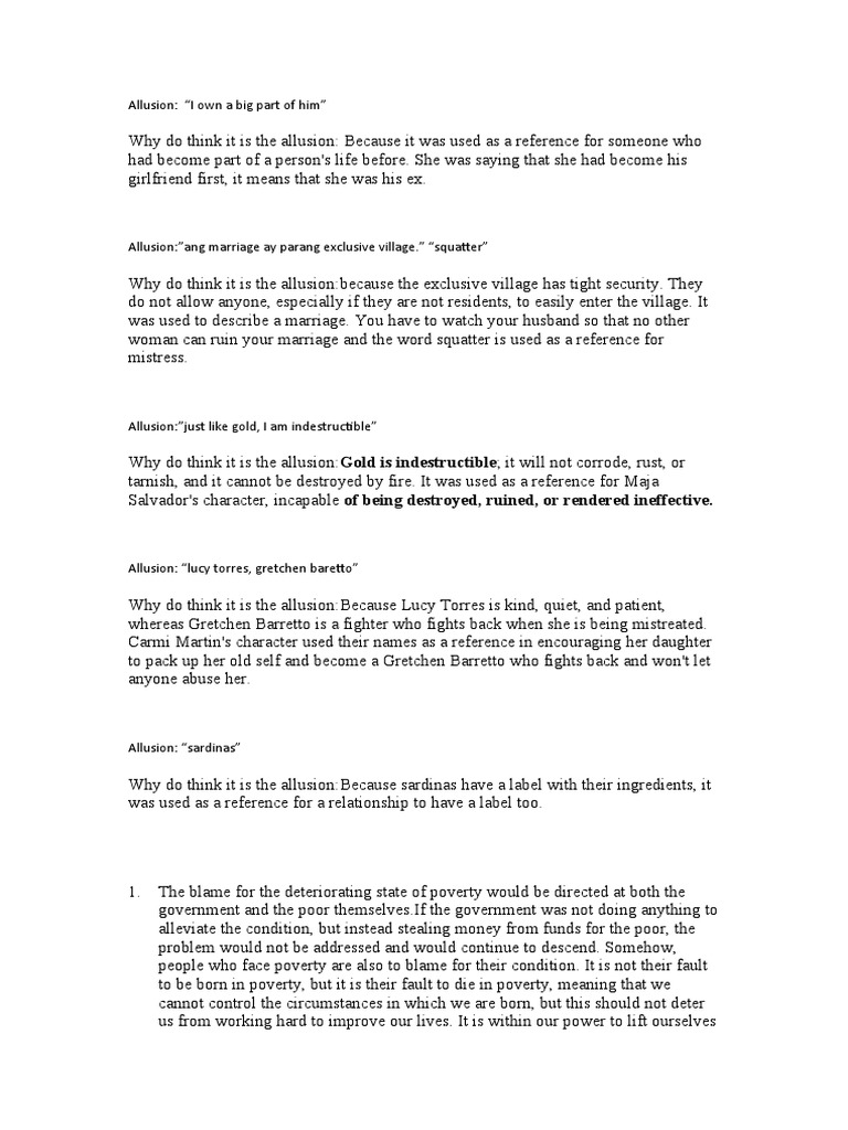Analyzing allusions in short stories | PDF | Poverty | Poverty ...