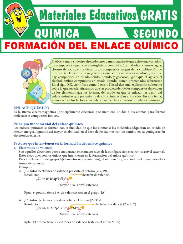 Formación Del Enlace Químico para Segundo Grado de Secundaria | PDF ...