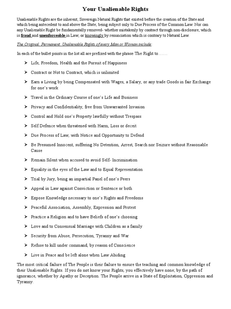 Your Unalienable Rights v1 | PDF