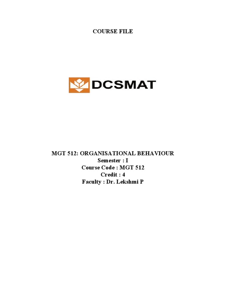OB Course File | PDF | Classical Conditioning | Organizational Behavior