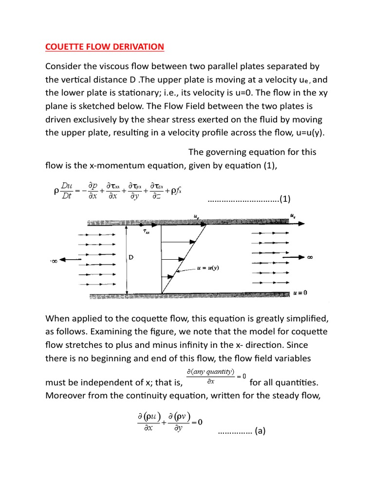 Couette Flow Derivation | PDF | Physics | Algebra