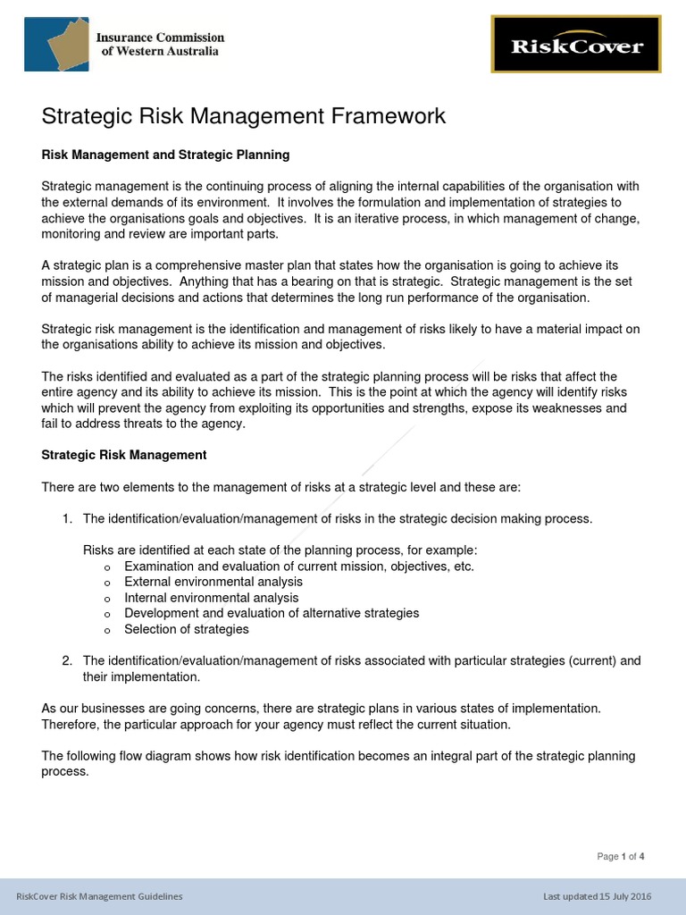 Risk Management Strategic Management Framework | PDF | Risk | Strategic ...