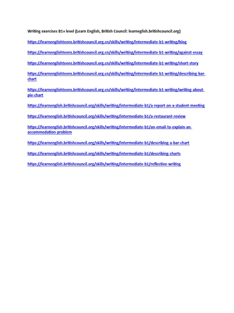 B1 Writing Exercises from British Council | PDF | Computers