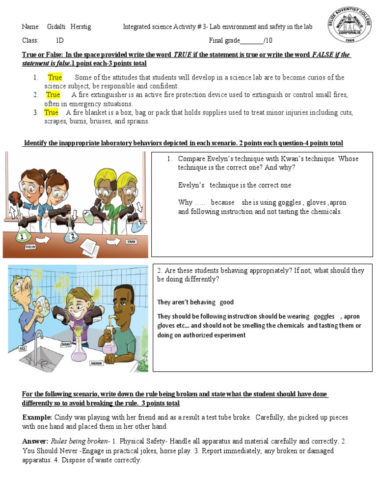 Activity #3 Lab Environment and Safety in The Lab | PDF | Laboratories ...