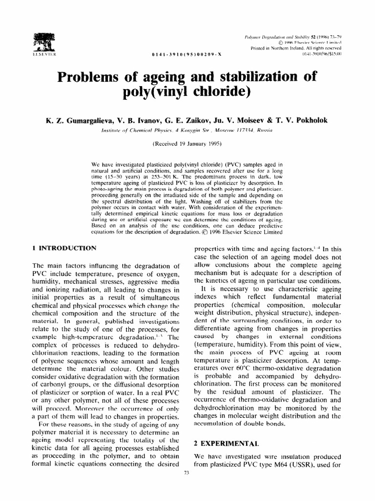 Problems of Ageing and Stabilization of PVC | PDF | Polyvinyl Chloride ...