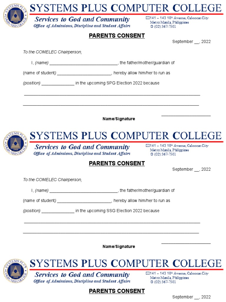 Election Parents Consent | PDF | Career & Growth | Business