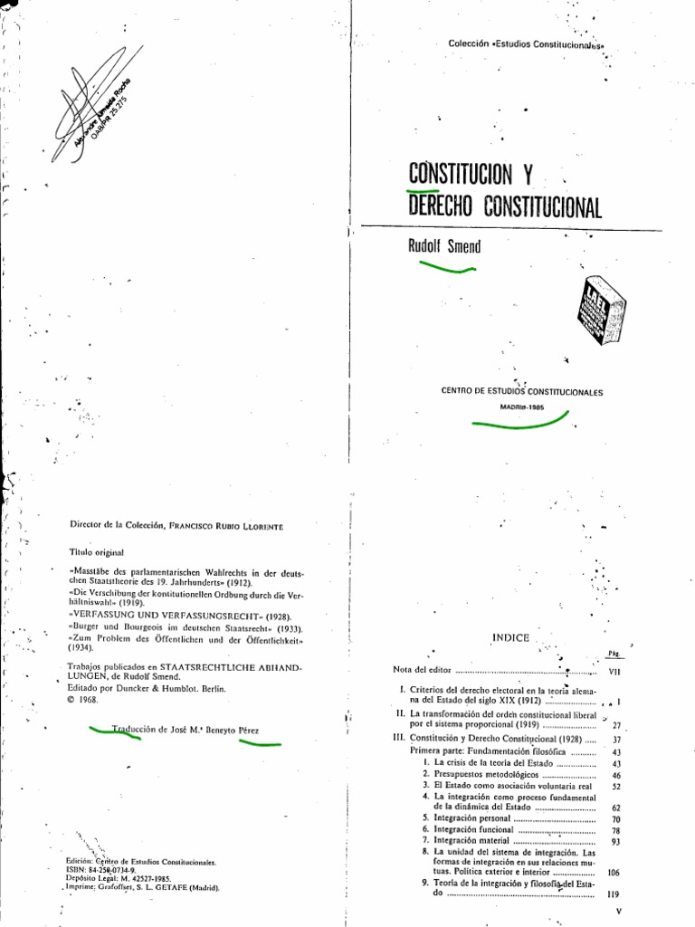 Constitución y Derecho Constitucional-Smend | PDF