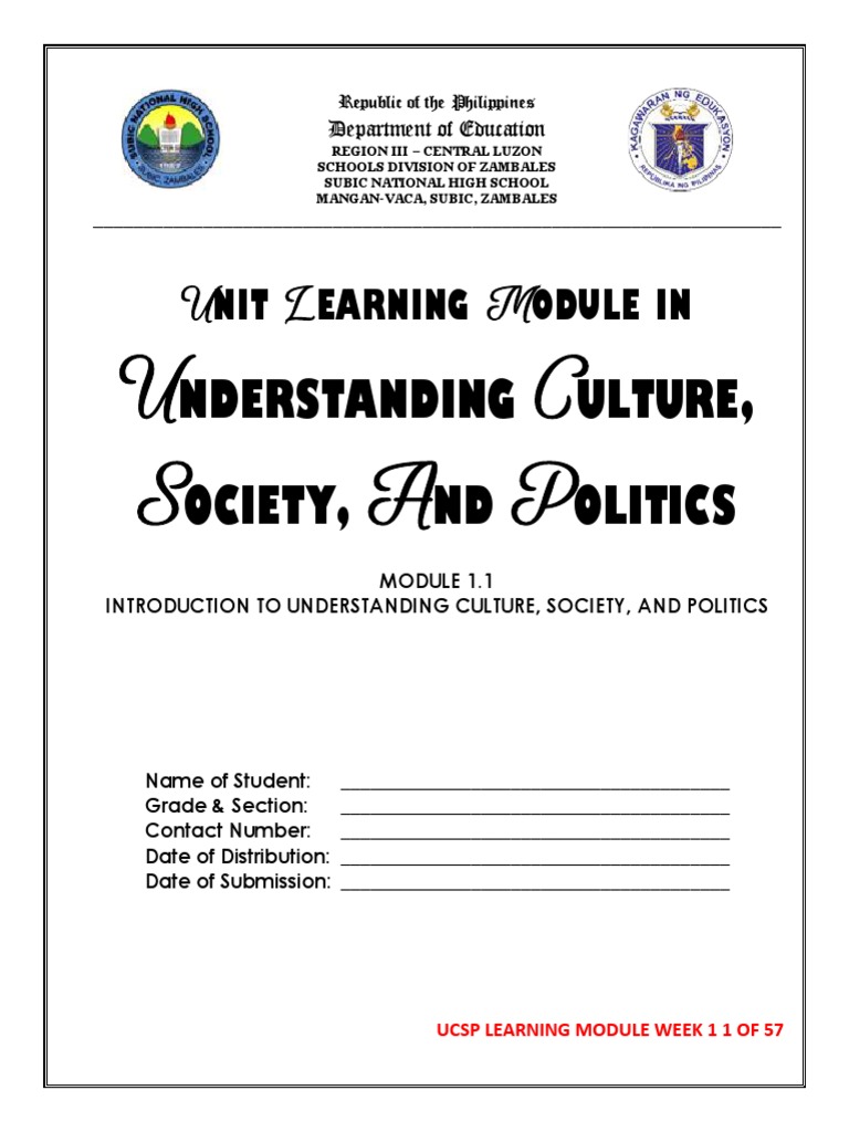 UCSP MODULE 1.1 2022-2023 | PDF