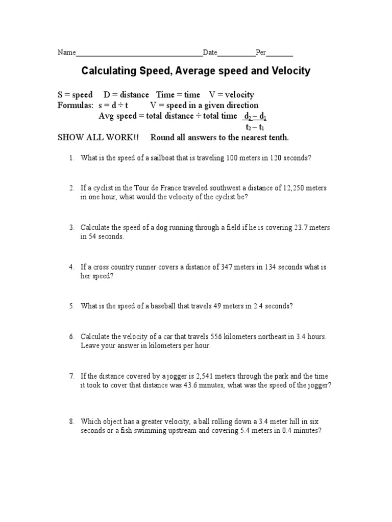 Calculate Speed | PDF | Speed | Motion (Physics)