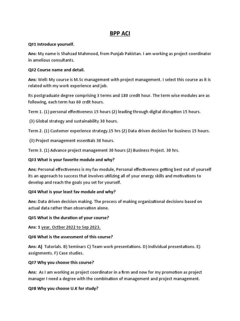 BPP Aci | PDF | Project Management | University