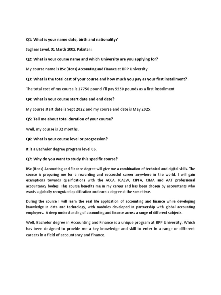BPP University - INTERVIEW - BSC ACC fINANCE - BPP UNI (003) ... SAEED ...