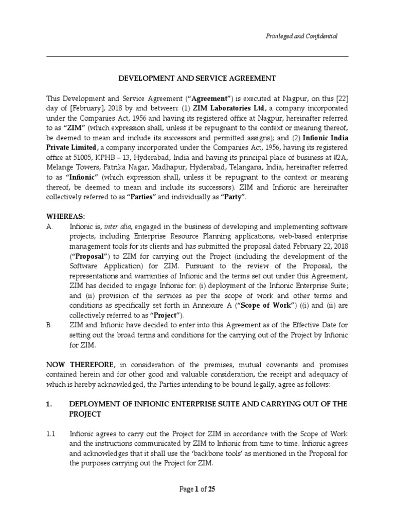 ZIM - Infionic Agreement | PDF | Inventory | License