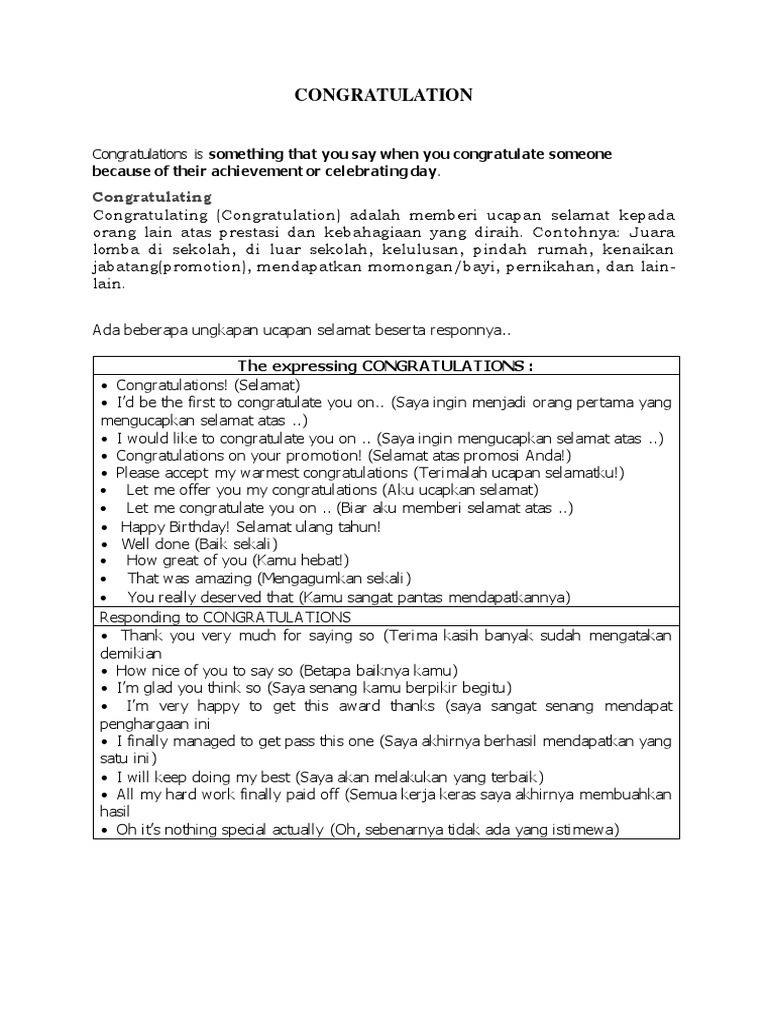 CONGRATULATION | PDF | Karier & Perkembangan | Pengembangan Diri