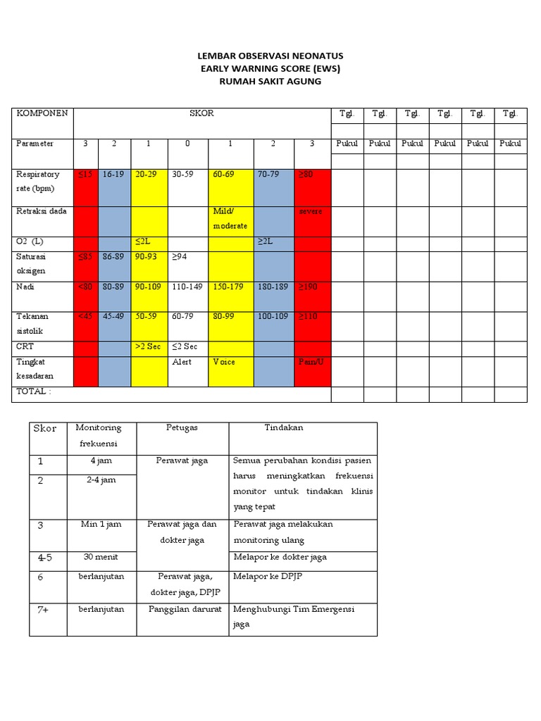 Form Ews Maternal Dan Neonatus PDF | PDF
