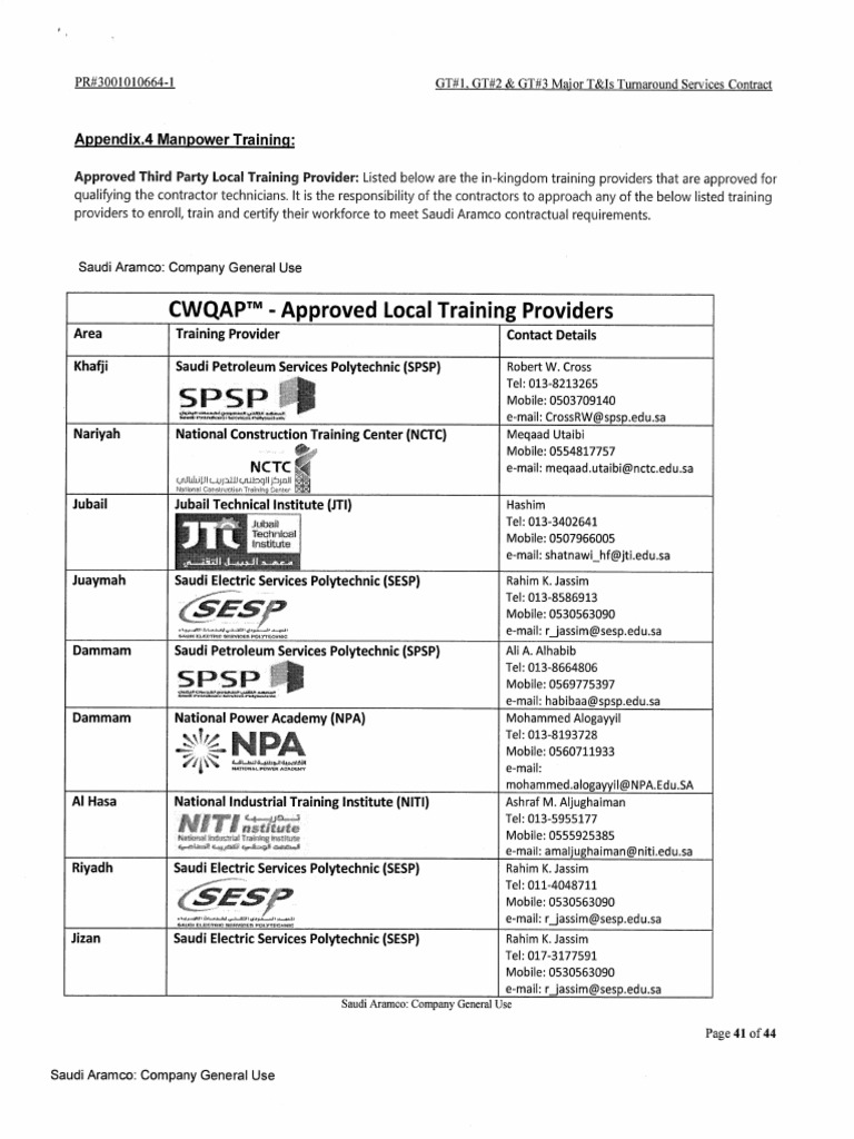 Cwaqap-Saudi Aramco Approved Vendors | PDF