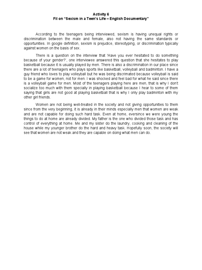 GE EL2 Activity 6 | PDF | Sexism | Linguistics