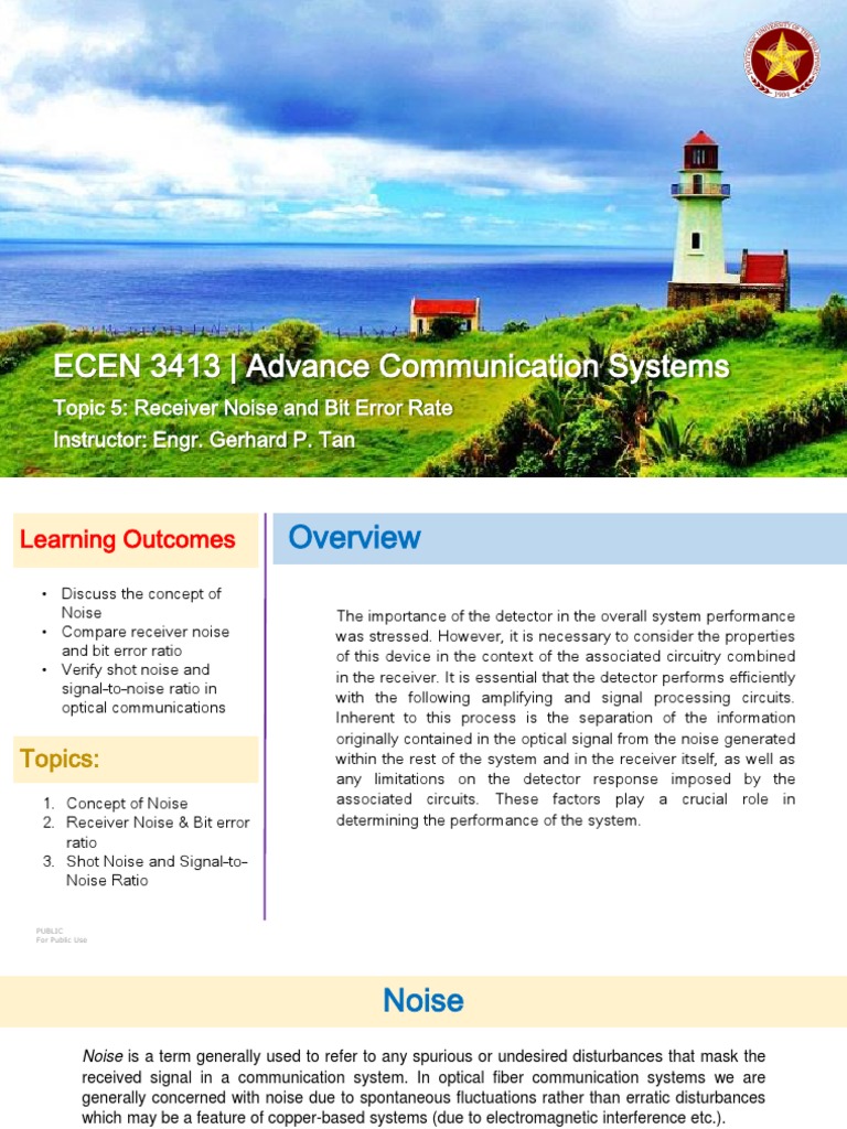 ACS Topic 5 - Receiver Noise & Bit Error Rate | PDF | Signal To Noise ...