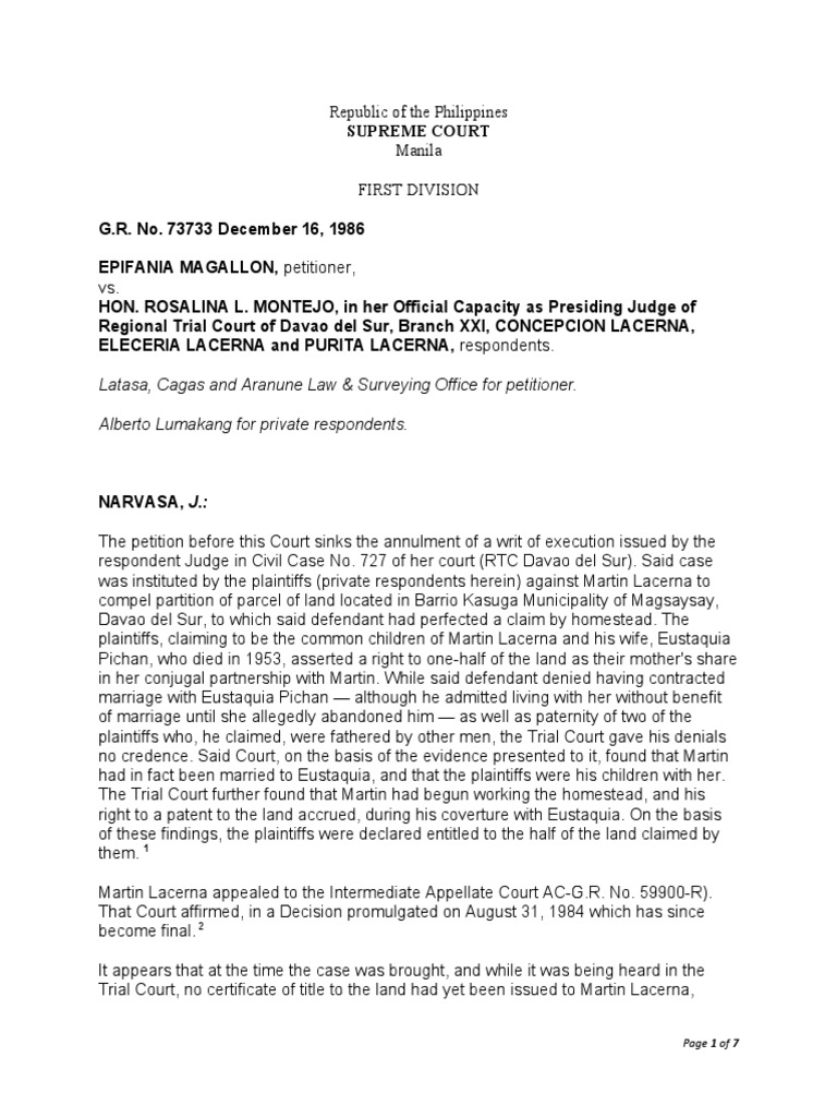 Magallon vs. Motejo (G.R. No. 73733) | PDF | Trust Law | Equity (Law)