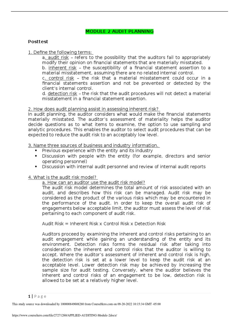 Applied Auditing Module 2 | PDF | Financial Audit | Audit