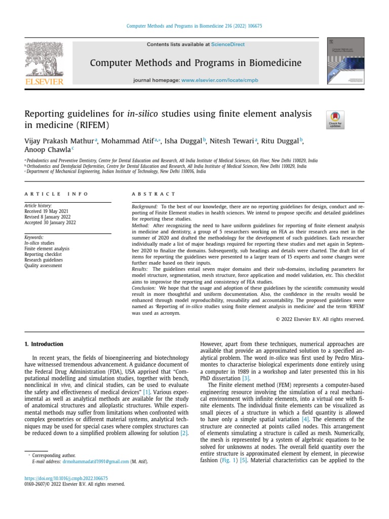 Computer Methods and Programs in Biomedicine | PDF | Finite Element ...