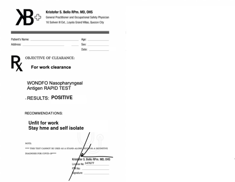 Positive Swab Certificate | PDF