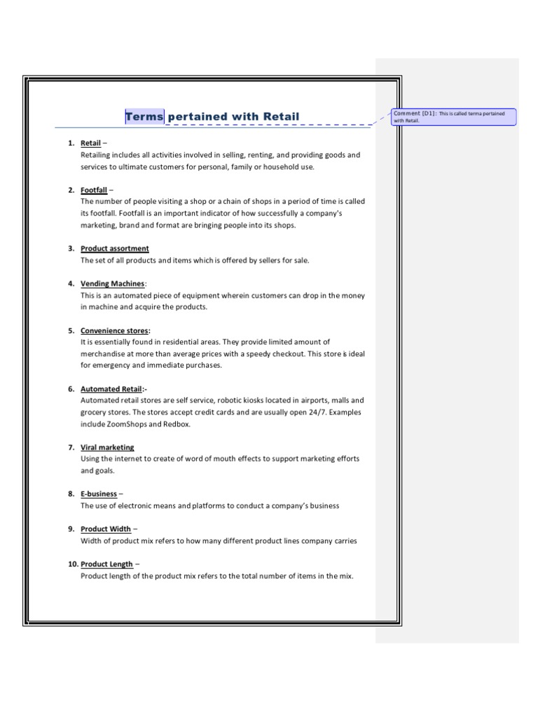 Retail Terms | PDF