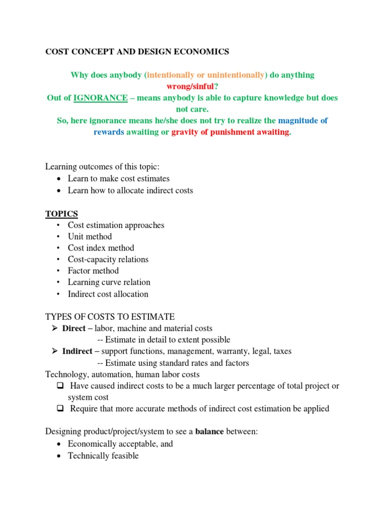 Cost Estimation Methods and Principles | PDF | Financial Accounting ...