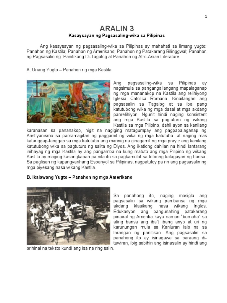 Aralin 3 - Kasaysayan NG Pagsasalin Sa Pilipinas | PDF