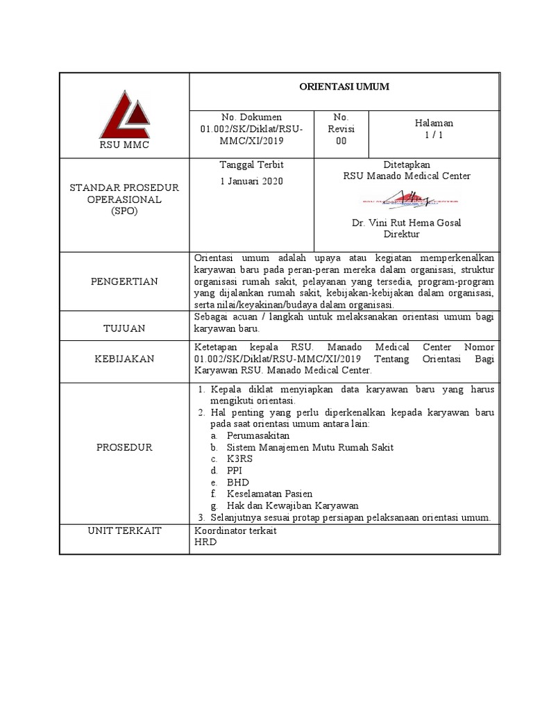 02b - SOP - ORIENTASI UMUM | PDF