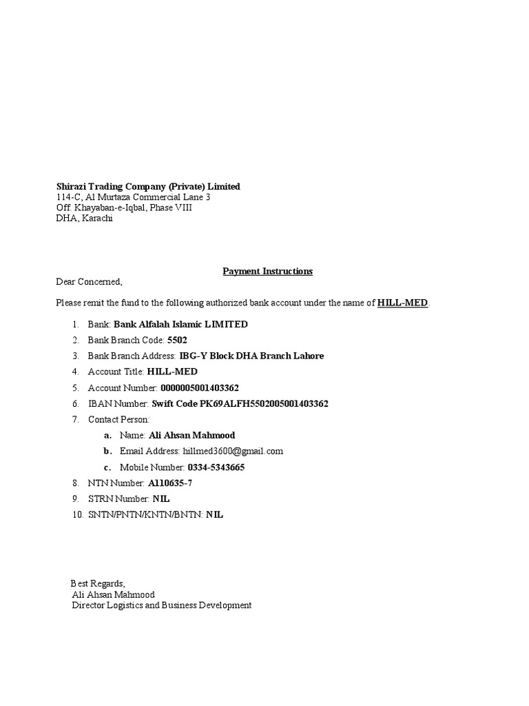Supplier Bank Details Form Sample | PDF | Finance & Money Management